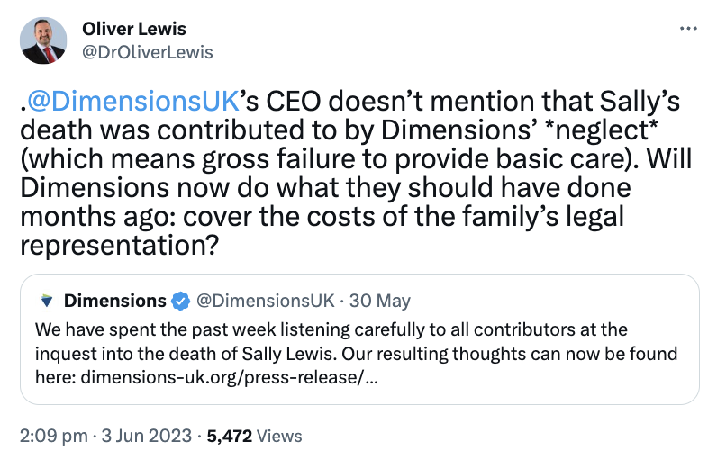 Dimensions UK CEO’s apology for Sally Lewis’ death and CQC’s ...